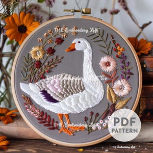 Woodland Goose Hand Embroidery Pattern, Gift for Bird Lovers, Goose ...