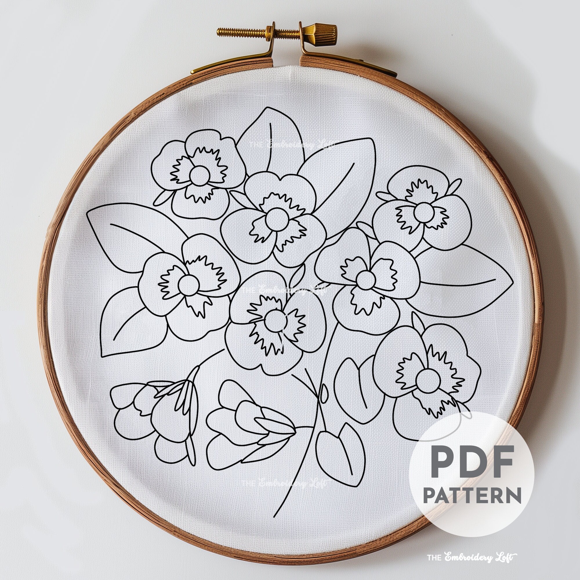 Purple Violets Hand Embroidery Pattern, Purple Pansies Pattern, Violet ...