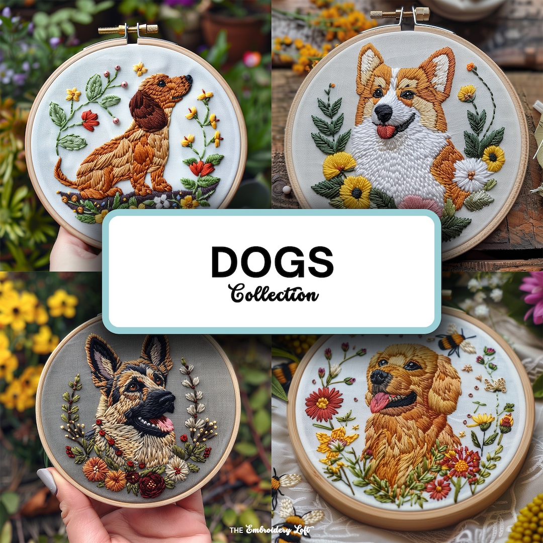 MINI COLLECTION, Dogs Hand Embroidery Pattern Collection, Current and ...