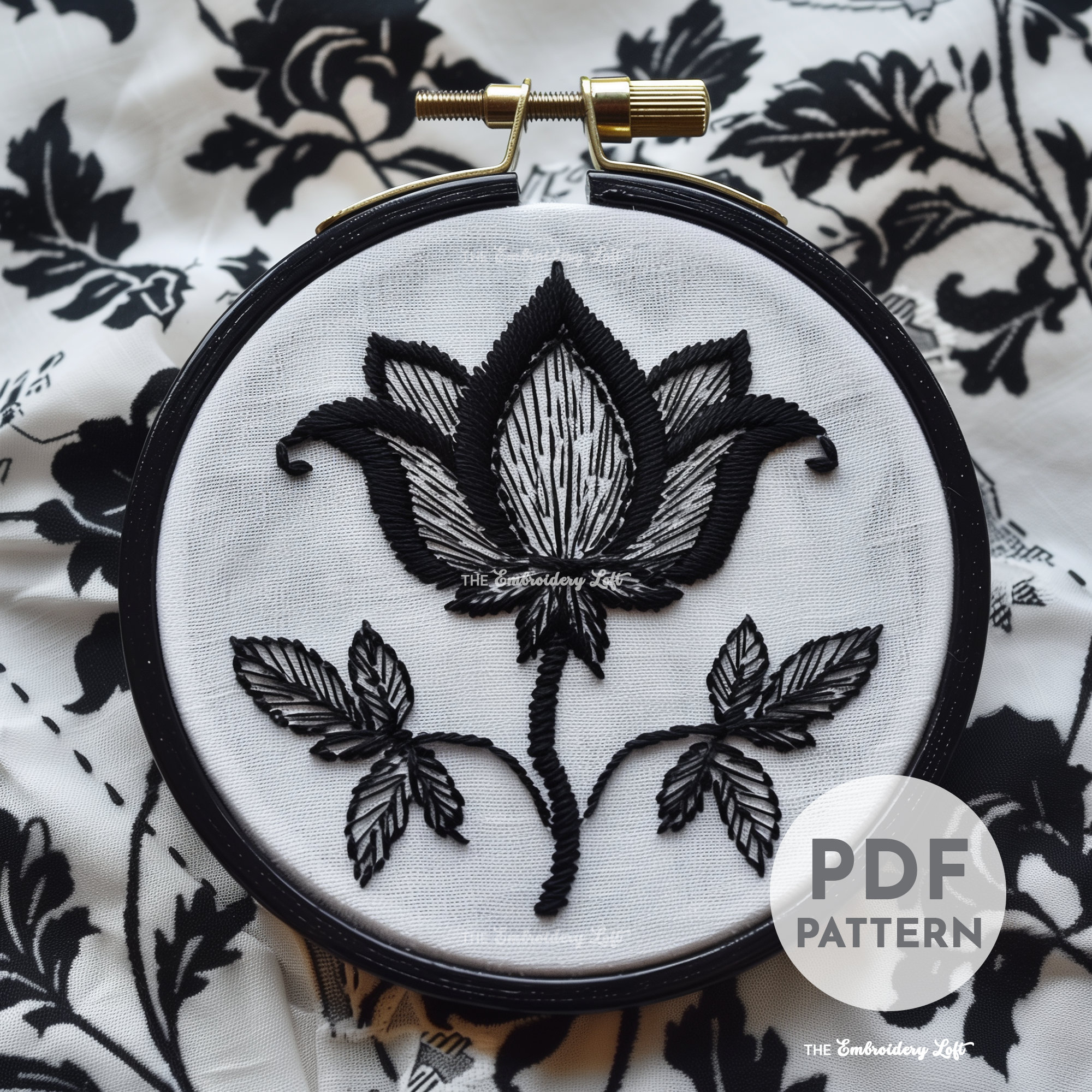Gothic Flower Hand Embroidery Pattern, Witchy Embroidery Pattern ...