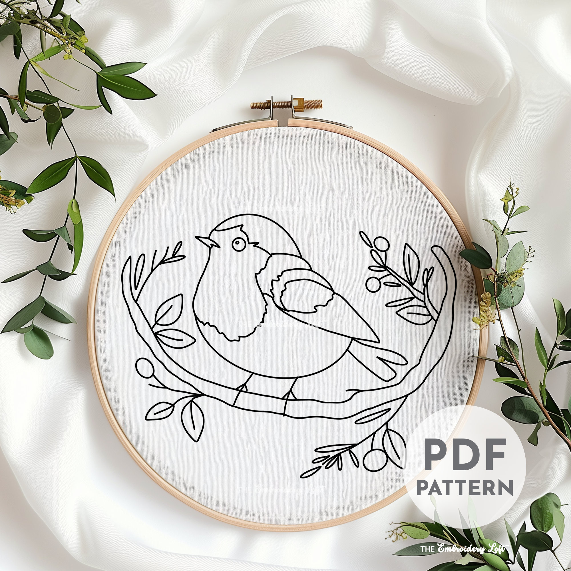 Spring Robin Hand Embroidery Pattern, Robin Pattern, Spring Bird ...