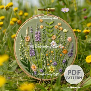 Meadow of Wildflowers Hand Embroidery Pattern, Wildflowers Pattern ...
