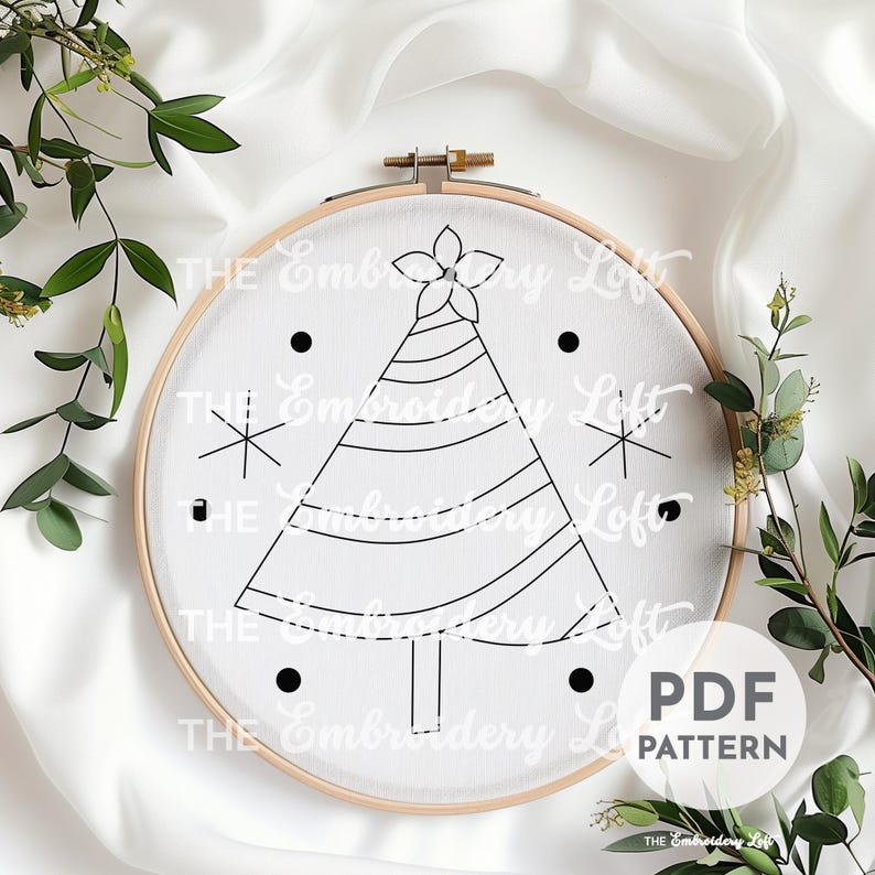 Christmas Tree Hand Embroidery Pattern, Christmas Embroidery Pattern ...