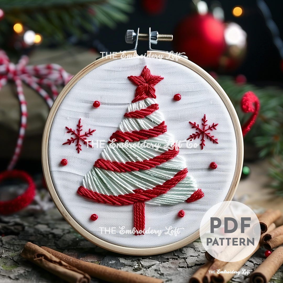 Christmas Tree Hand Embroidery Pattern, Christmas Embroidery Pattern ...