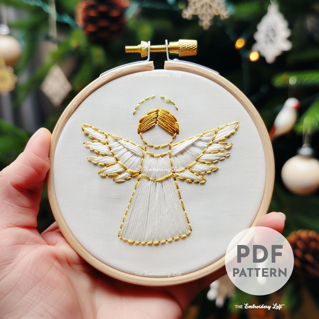 Angel Hand Embroidery Pattern, Christmas Angel, Angel Design, Christmas ...