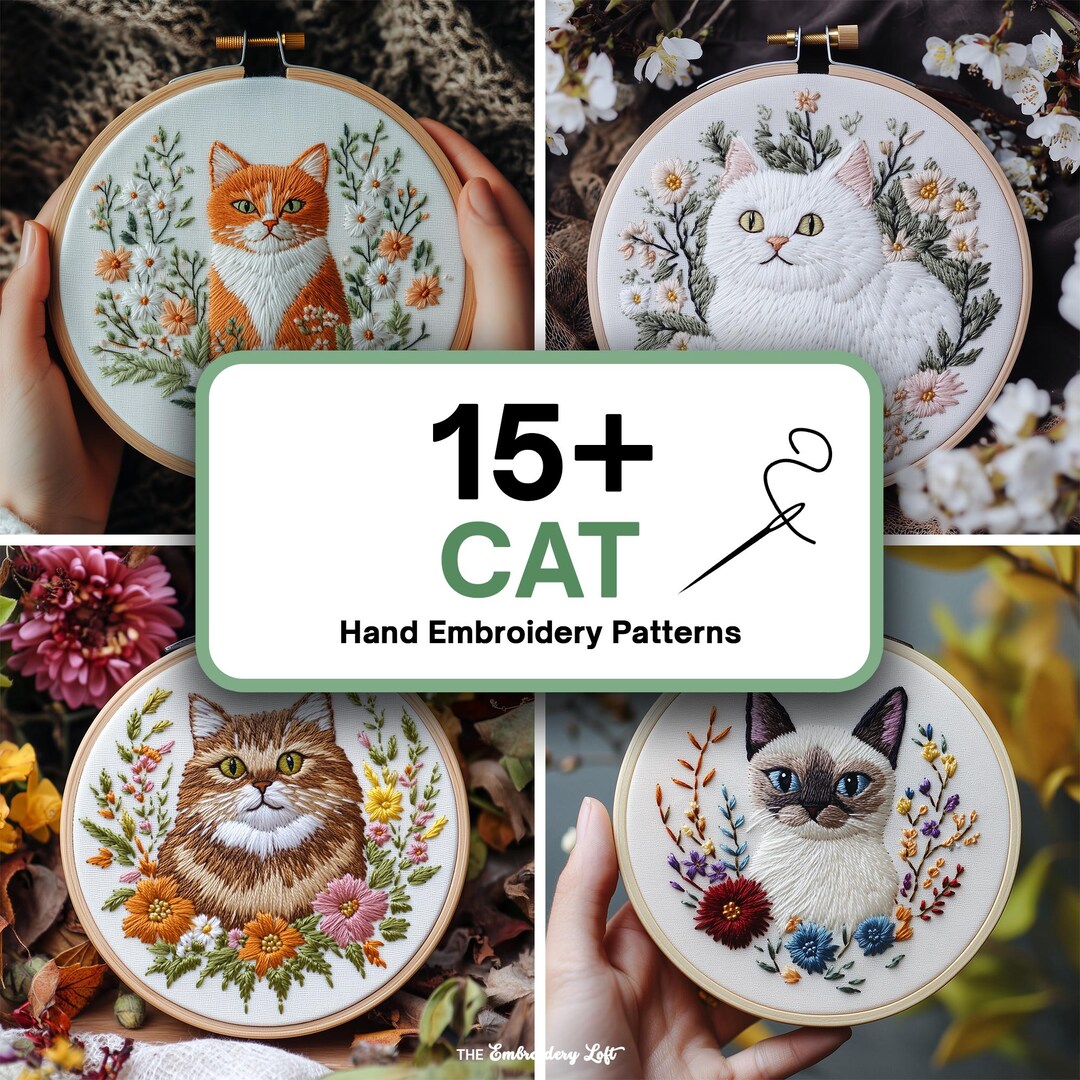 MINI COLLECTION, Cats Hand Embroidery Pattern Collection, Current and ...