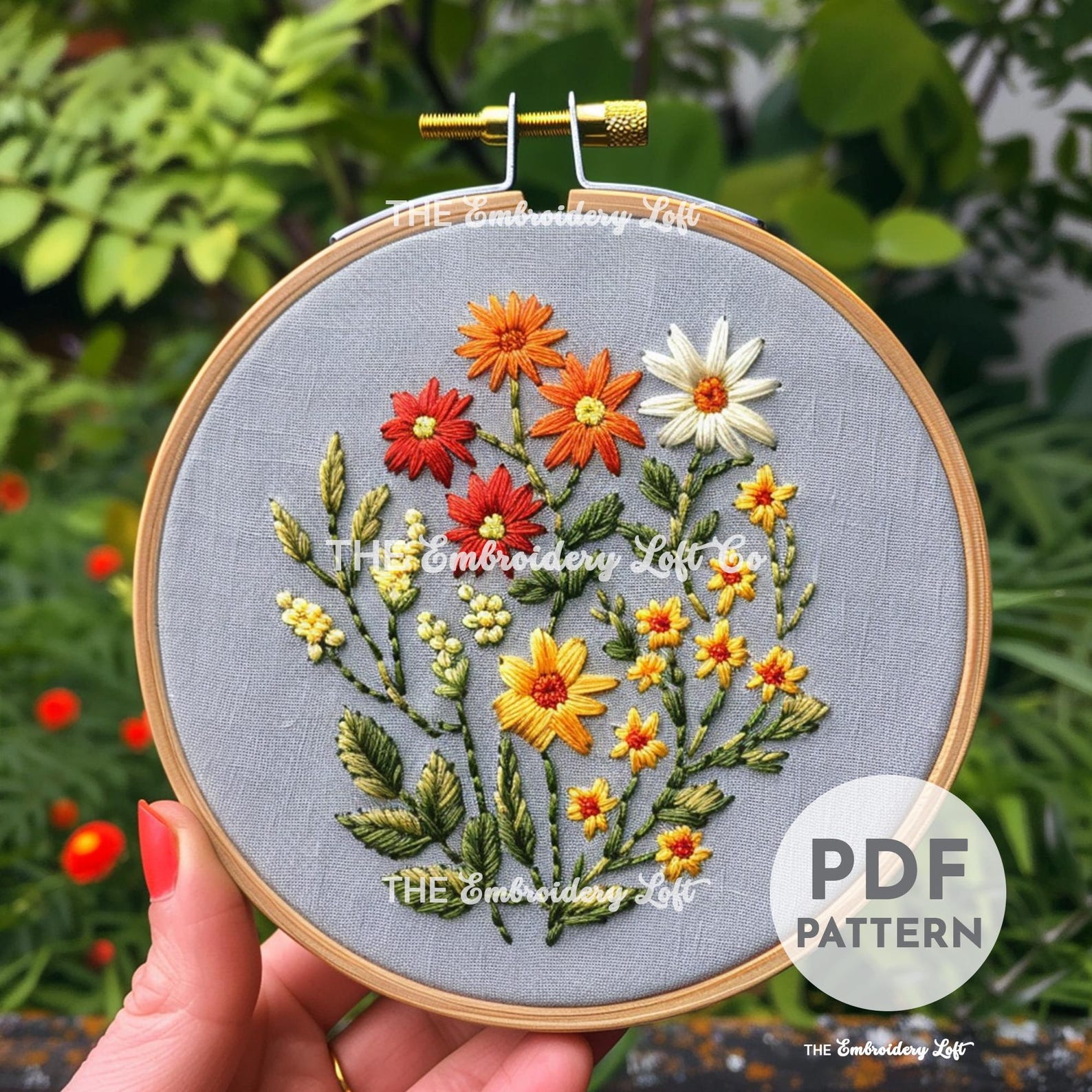 Meadow of Wildflowers Hand Embroidery Pattern, Wildflowers Pattern ...