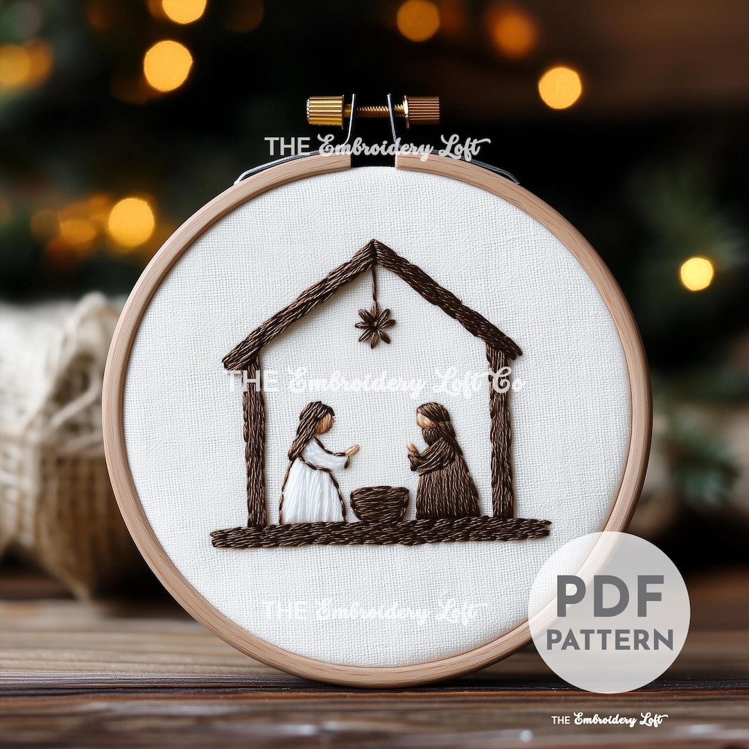 Nativity Scene Hand Embroidery Pattern, Gift for Nativity Collectors ...