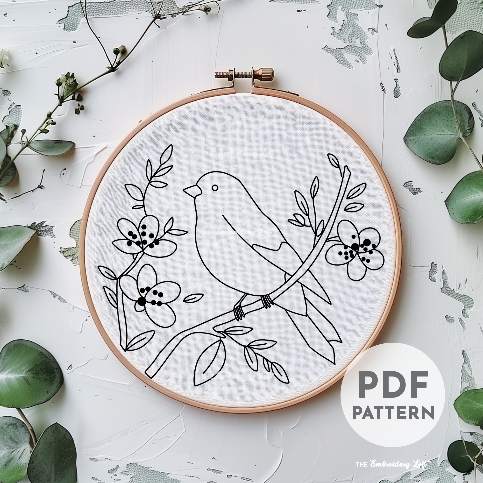 Yellow Canary Hand Embroidery Pattern, Canary Bird, Song Bird, Yellow ...