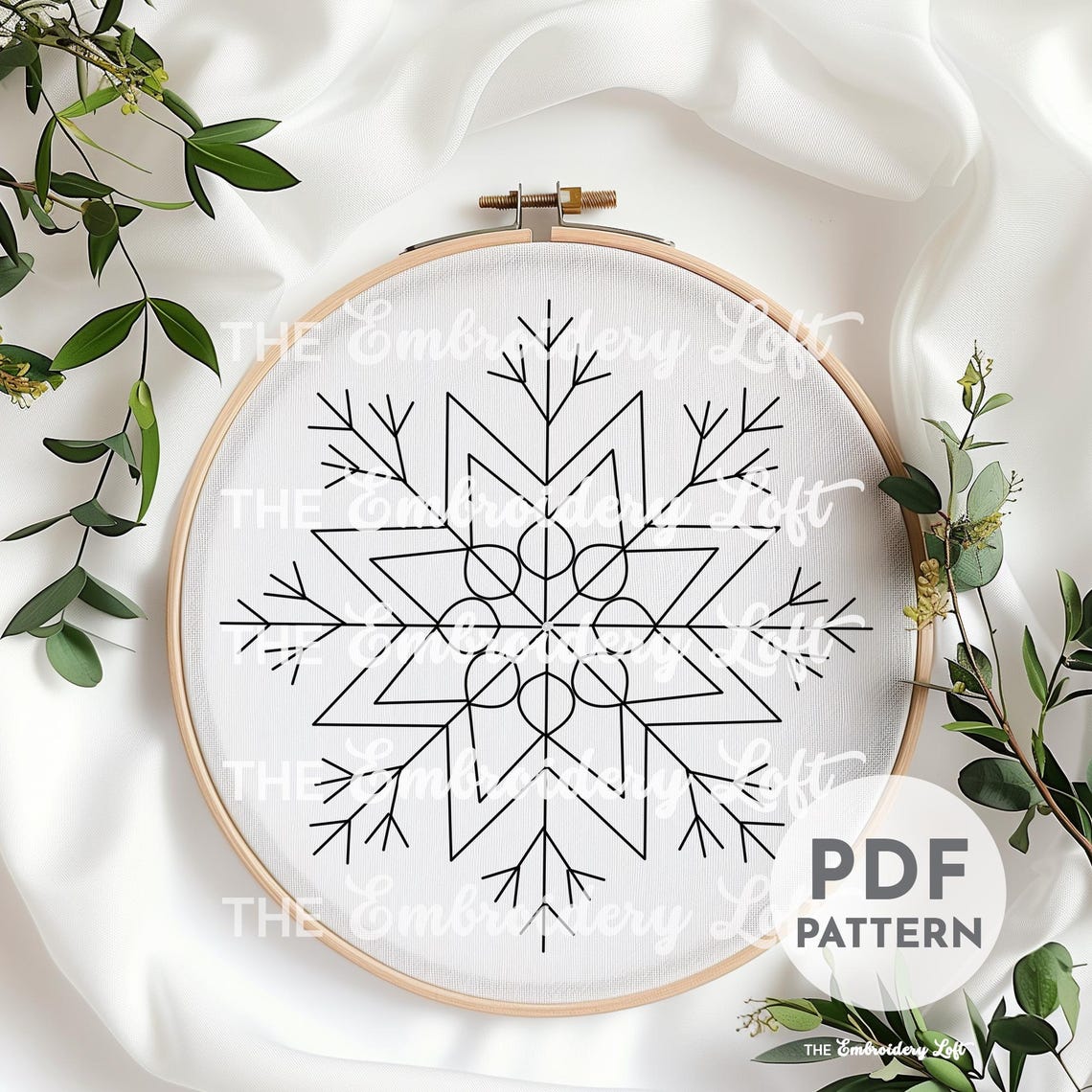 Winter Snowflake Hand Embroidery Pattern, Christmas Embroidery Pattern ...
