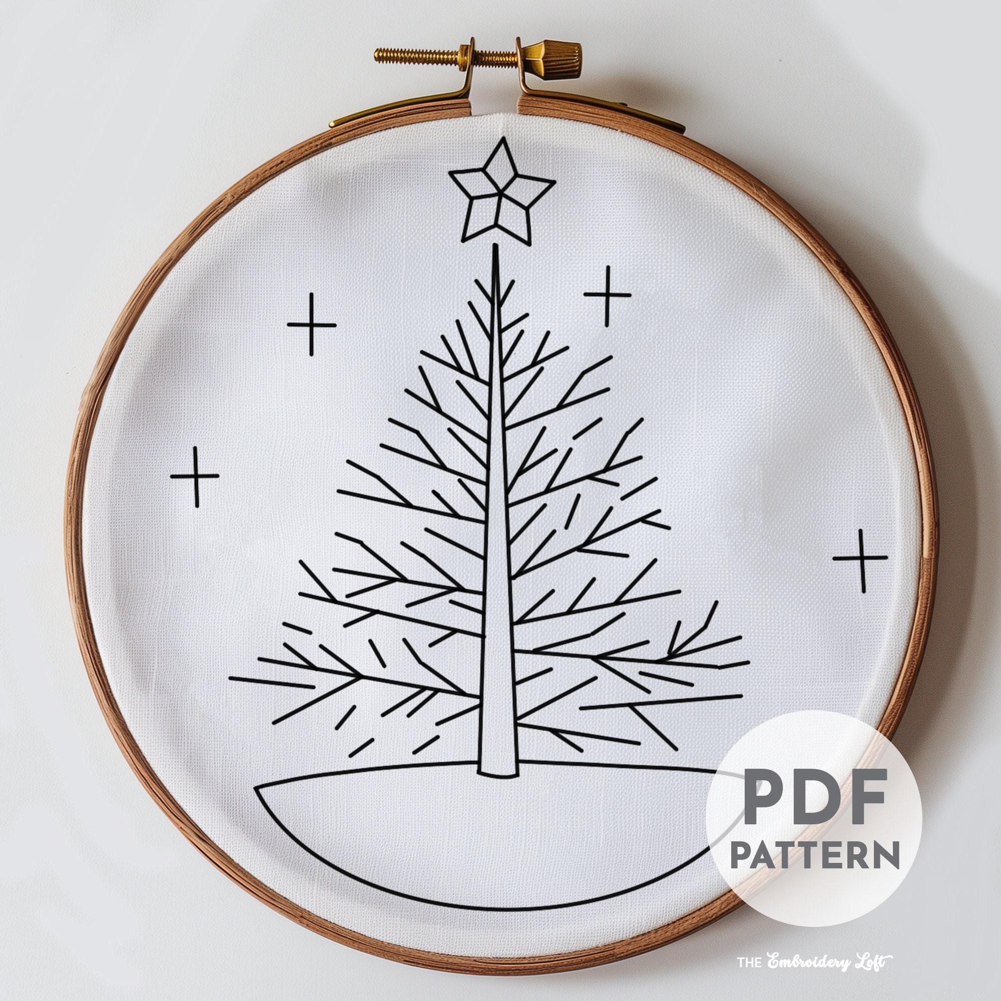 Red and White Christmas Tree Hand Embroidery Pattern, Christmas ...