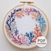 Coral Wreath Hand Embroidery Pattern, Colorful Coral Pattern, Ocean ...