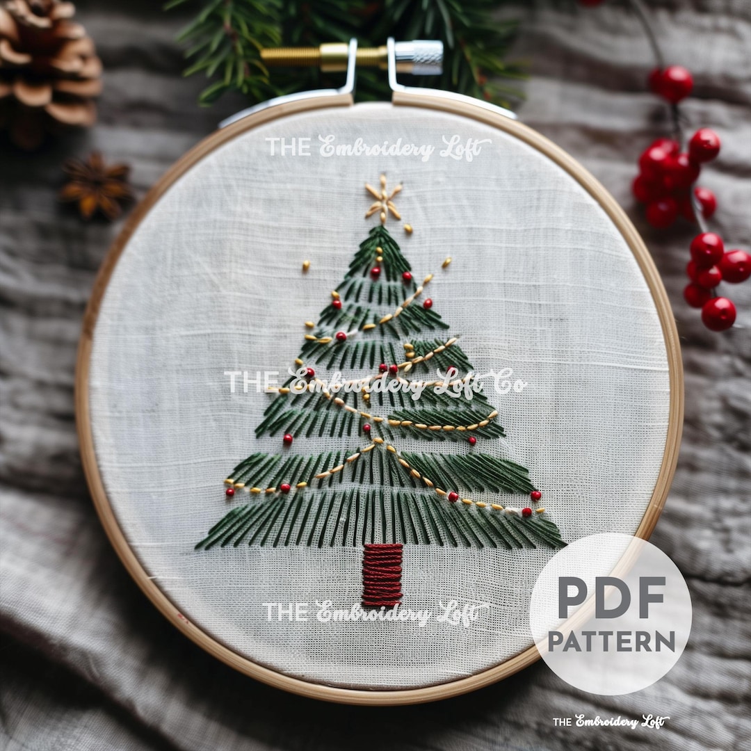 Minimalistic Christmas Tree Hand Embroidery Pattern, DIY Christmas Tree ...