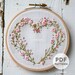 Purple Floral Heart Wreath Hand Embroidery Pattern, Heart Shaped Wreath ...