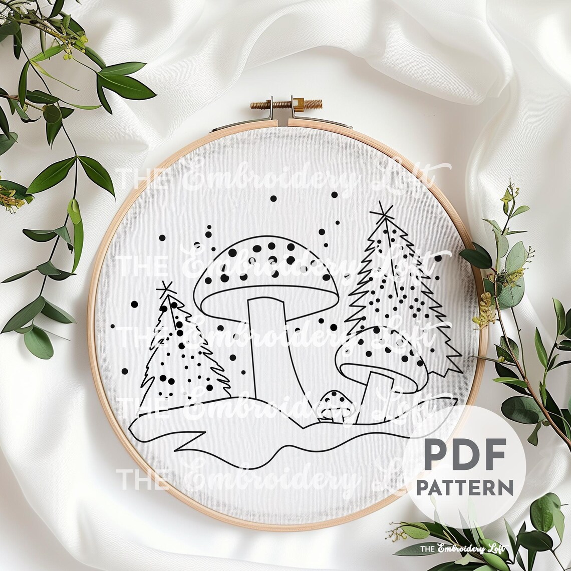 Winter Mushrooms Hand Embroidery Pattern, Beginner Embroidery ...