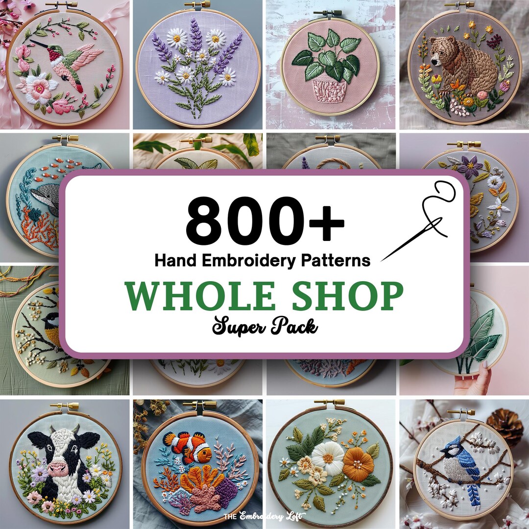 WHOLE SHOP BUNDLE, Hand Embroidery Pattern Collection, Current and ...