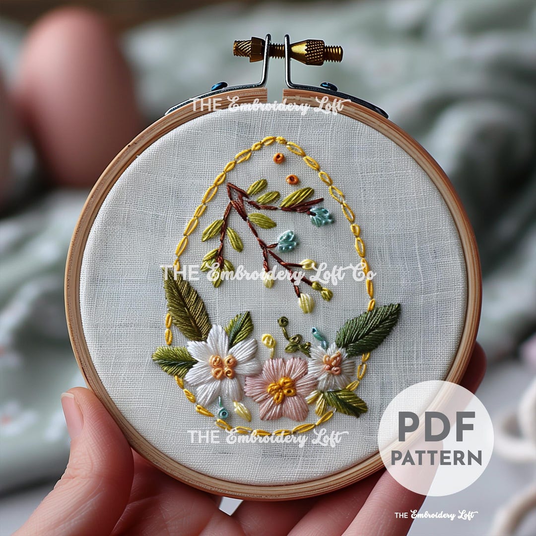 Easter Egg Hand Embroidery Pattern, Easter Egg Design, Flower ...