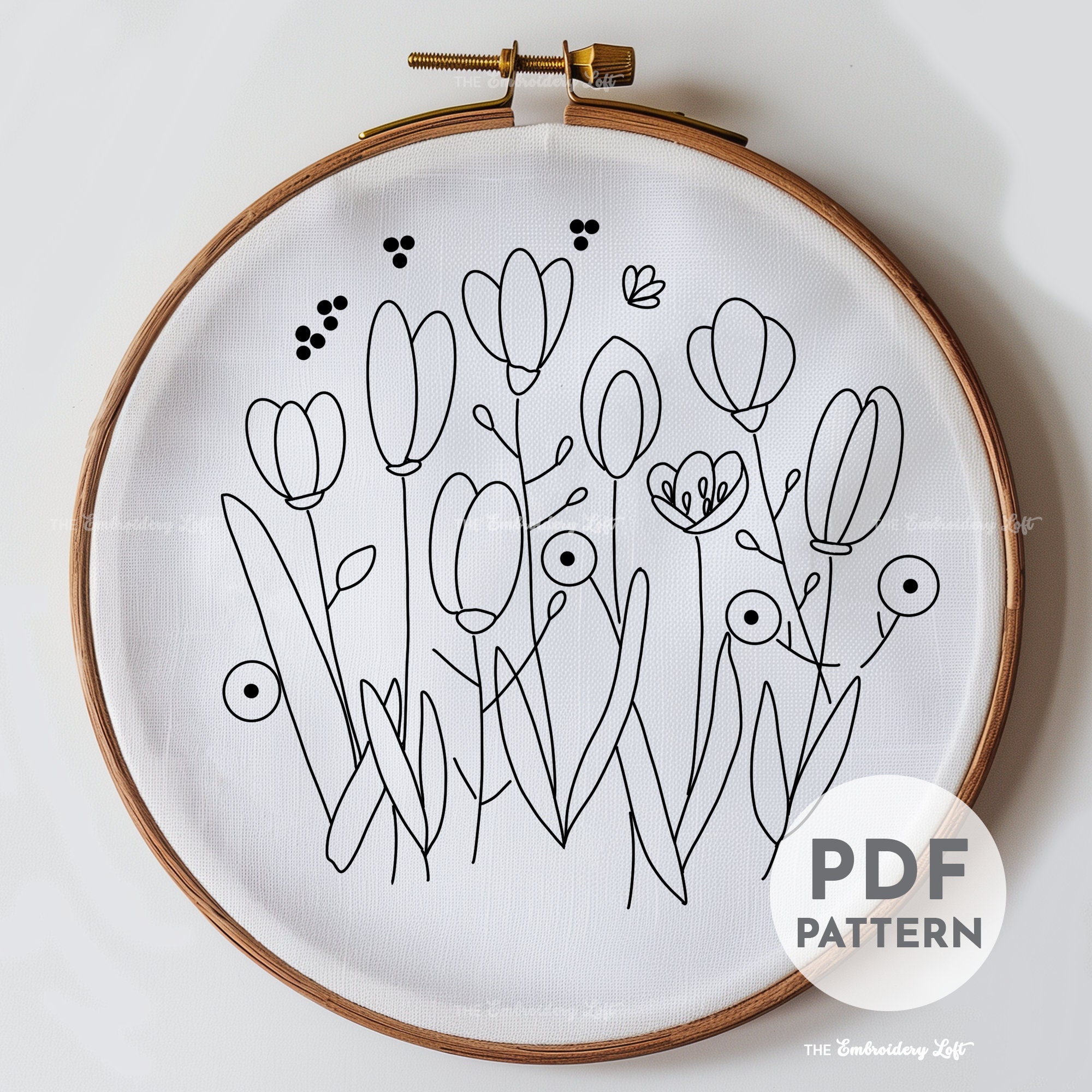 Colorful Tulips Hand Embroidery Pattern, Tulip Pattern, Tulip ...