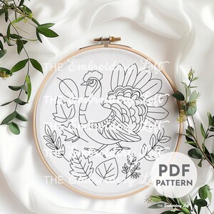 Turkey Hand Embroidery Pattern, Thanksgiving Turkey, Thanksgiving ...