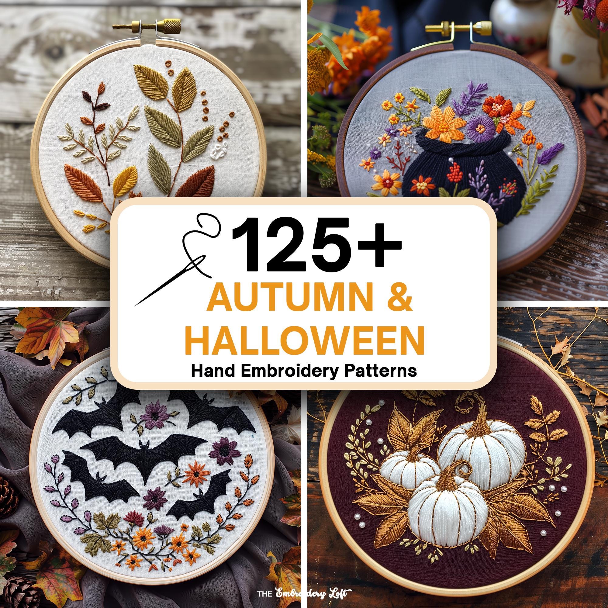 MINI COLLECTION, Autumn and Halloween Hand Embroidery Pattern ...