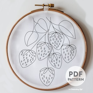 Sweet Strawberries Hand Embroidery Pattern, Strawberries Pattern ...