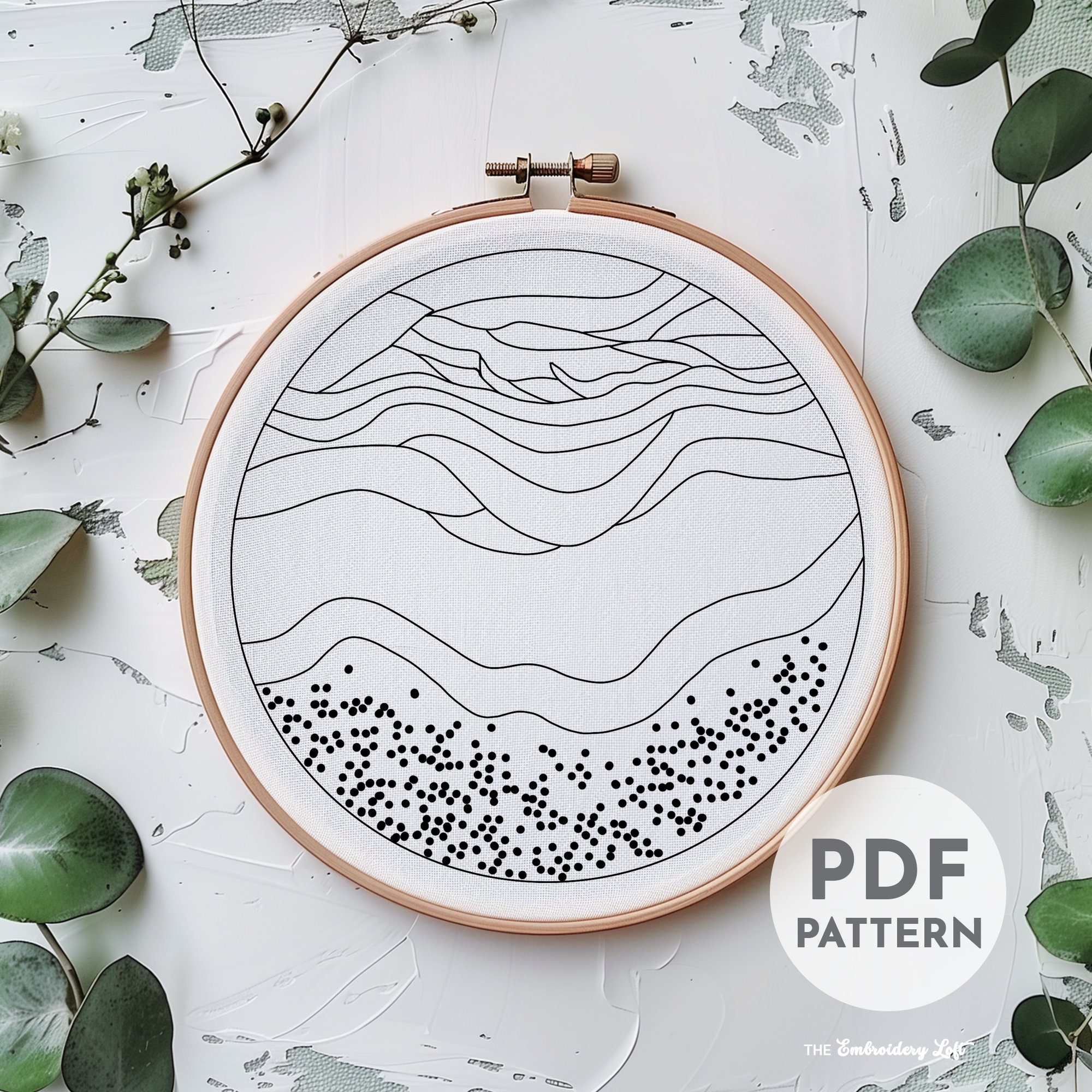 Ocean Waves Hand Embroidery Pattern, Beach Embroidery Pattern, Ocean ...