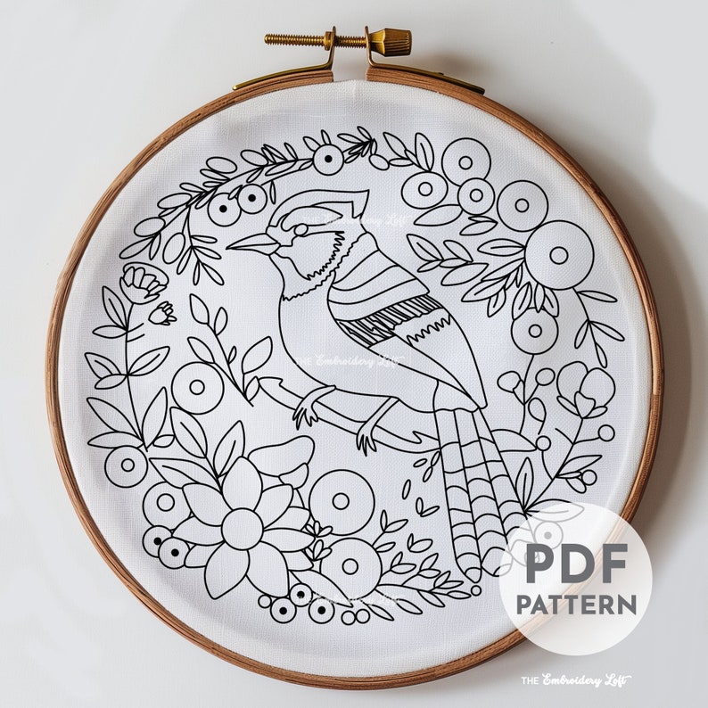 Spring Blue Jay Hand Embroidery Pattern, Blue Jay Pattern, Blue Jay ...