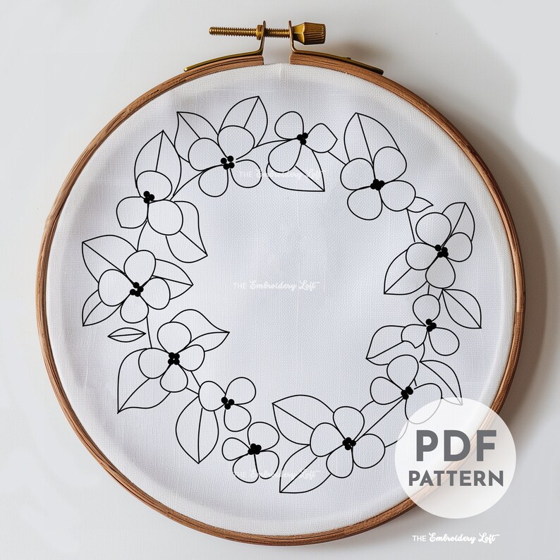 Violet Wreath Hand Embroidery Pattern, Violet Flower Design, Violet ...