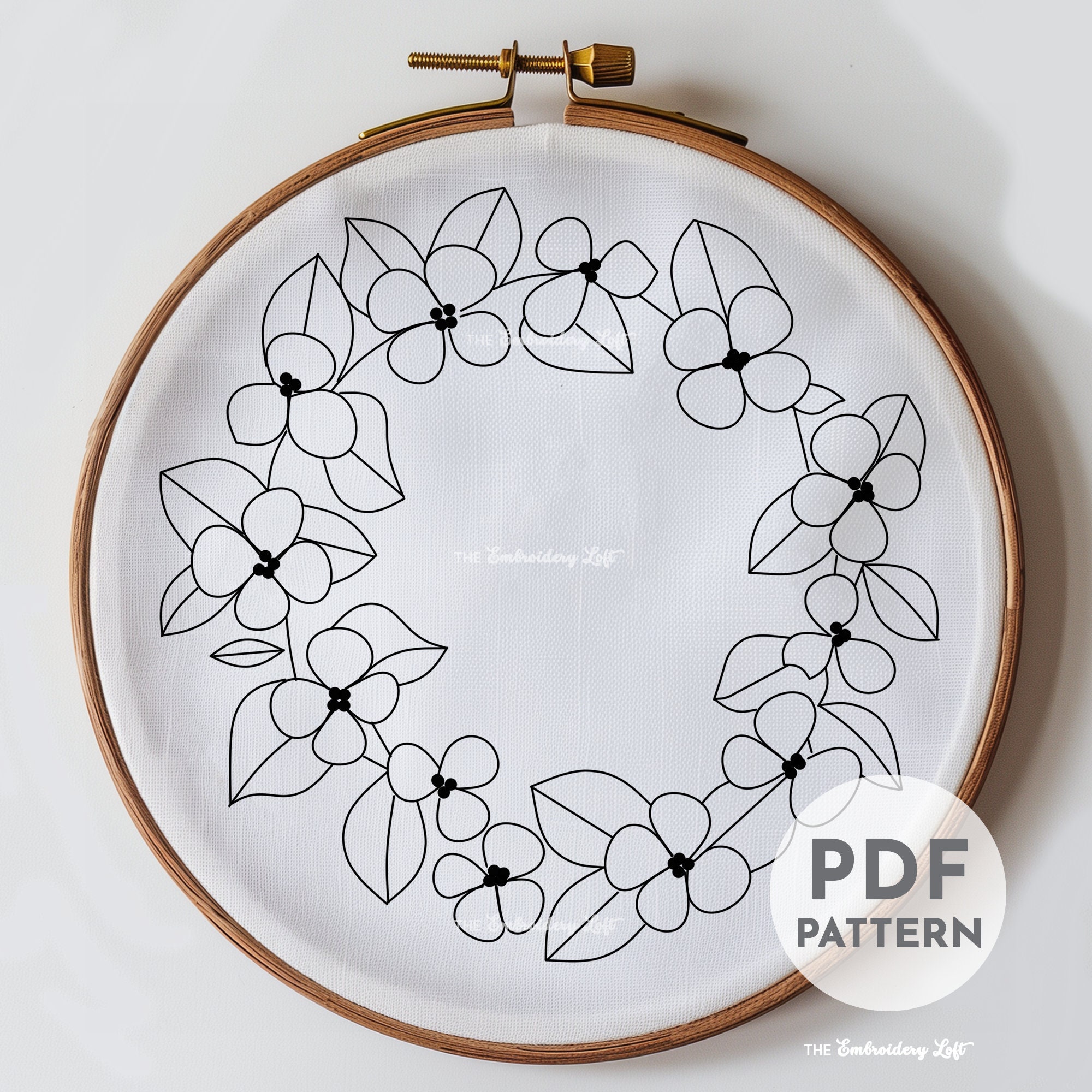 Violet Wreath Hand Embroidery Pattern, Violet Flower Design, Violet ...