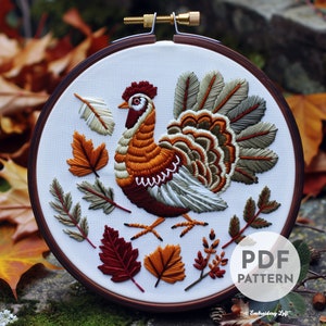Turkey Hand Embroidery Pattern, Thanksgiving Turkey, Thanksgiving ...