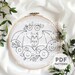 Pink Floral Bat Hand Embroidery Pattern, Cute Pink Bat Embroidery ...