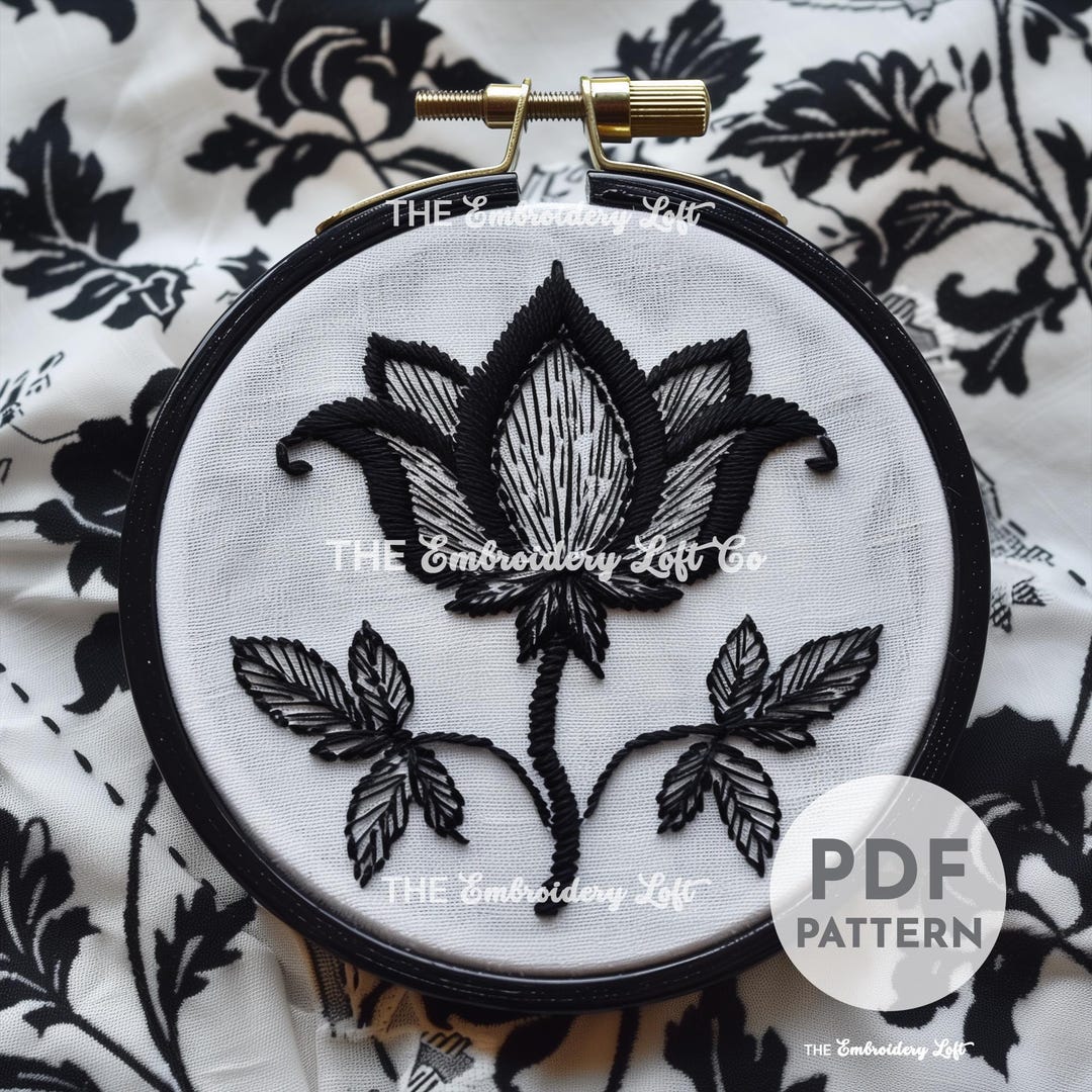 Gothic Flower Hand Embroidery Pattern, Witchy Embroidery Pattern ...