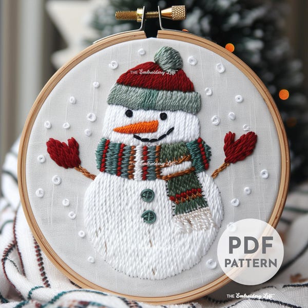 Snowman Embroidery - Etsy