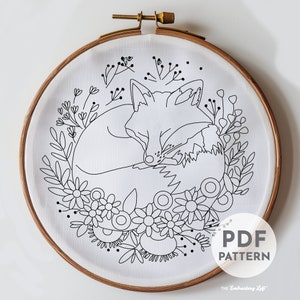 Woodland Fox Hand Embroidery Pattern, Fox Pattern, Woodland Animal ...