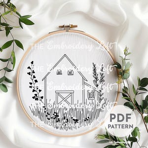 Autumn Barn Hand Embroidery Pattern, Farmhouse Pattern, Farm Life ...