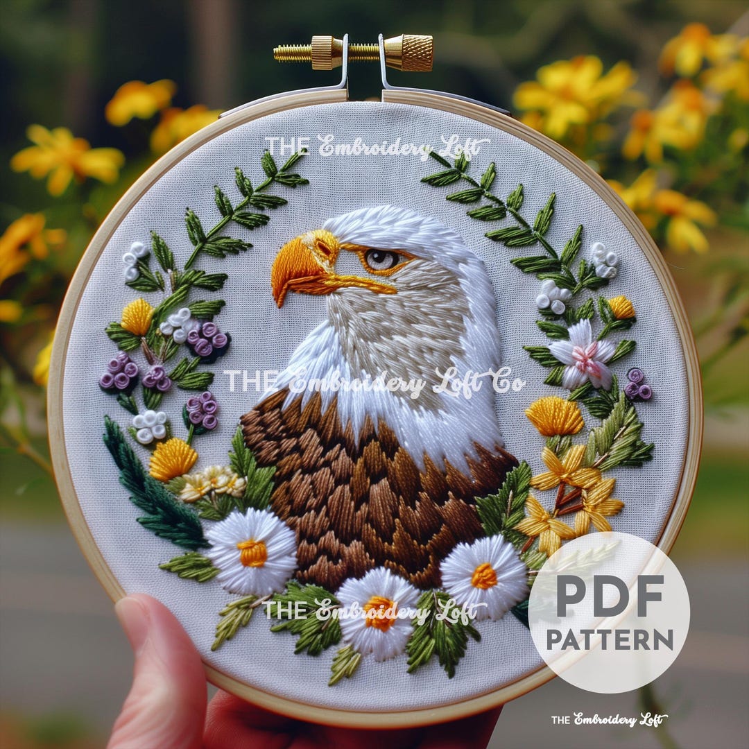 American Bald Eagle Hand Embroidery Pattern, Bald Eagle Pattern, North ...