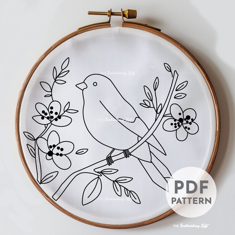 Yellow Canary Hand Embroidery Pattern, Canary Bird, Song Bird, Yellow ...