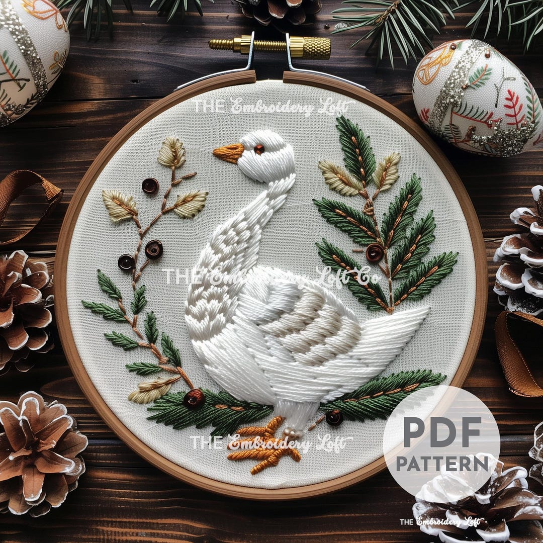 Winter Goose Hand Embroidery Pattern, Twelve Days of Christmas ...