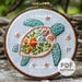 Floral Turtle Hand Embroidery Pattern, Sea Turtle Pattern, Ocean ...