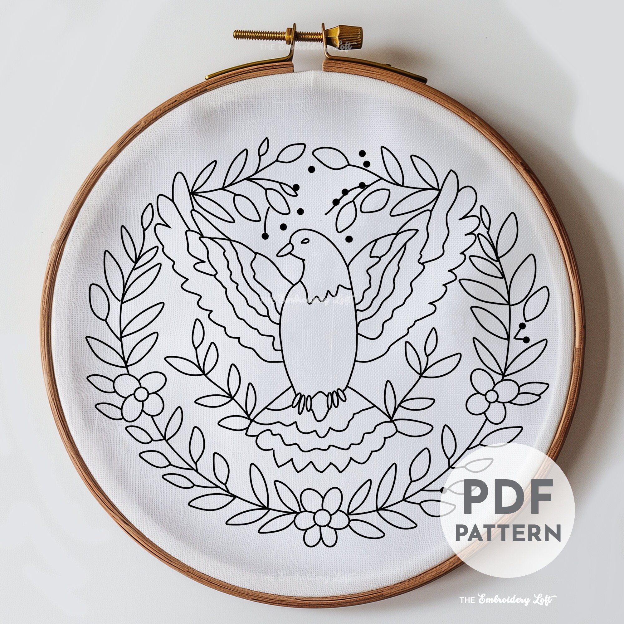 Peace Dove Hand Embroidery Pattern, Floral Dove Pattern, Dove ...