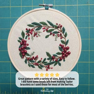 Christmas Wreath Hand Embroidery Pattern, Christmas Embroidery Pattern ...