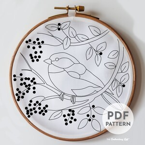 Chickadee Hand Embroidery Pattern, Chickadee Pattern, Autumn Bird ...