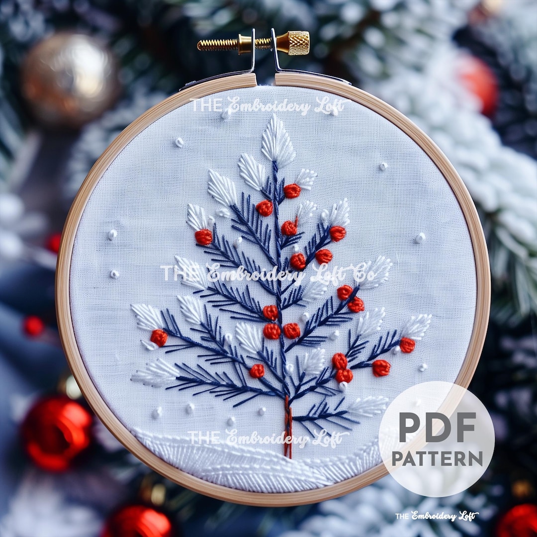 Winter Tree Hand Embroidery Pattern, Christmas Embroidery Pattern ...