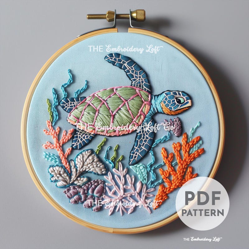 Sea Life Embroidery - Etsy