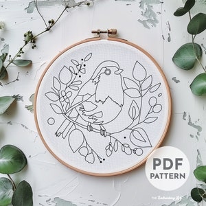 Spring Robin Hand Embroidery Pattern, Robin Pattern, Spring Bird ...