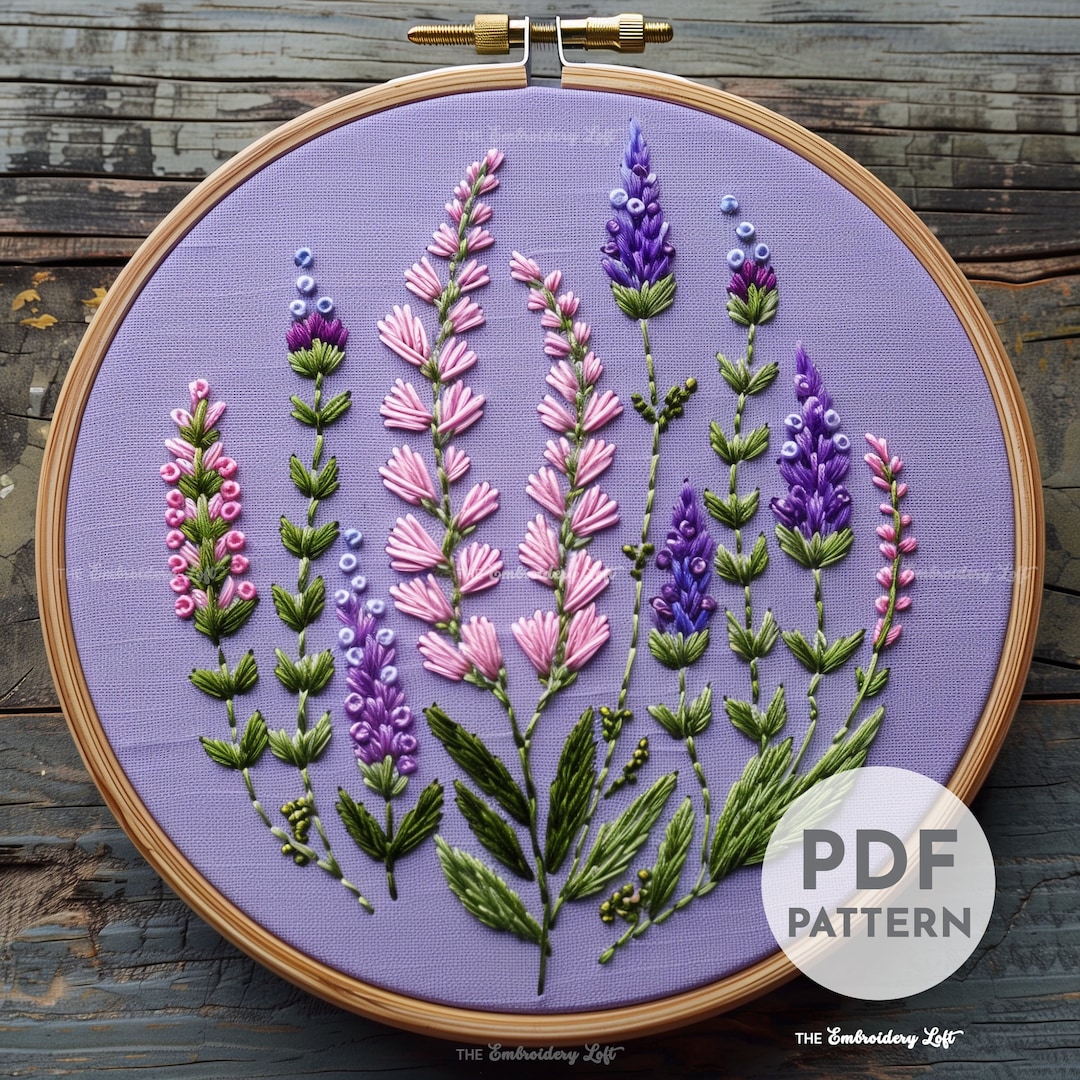 Pink and Purple Wildflowers Hand Embroidery Pattern, Wildflowers ...