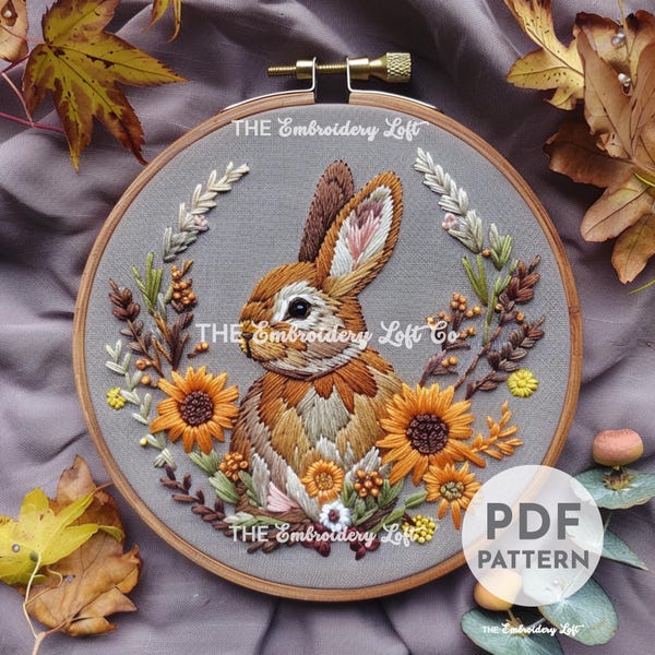 Rabbit Hand Embroidery Pattern - Etsy