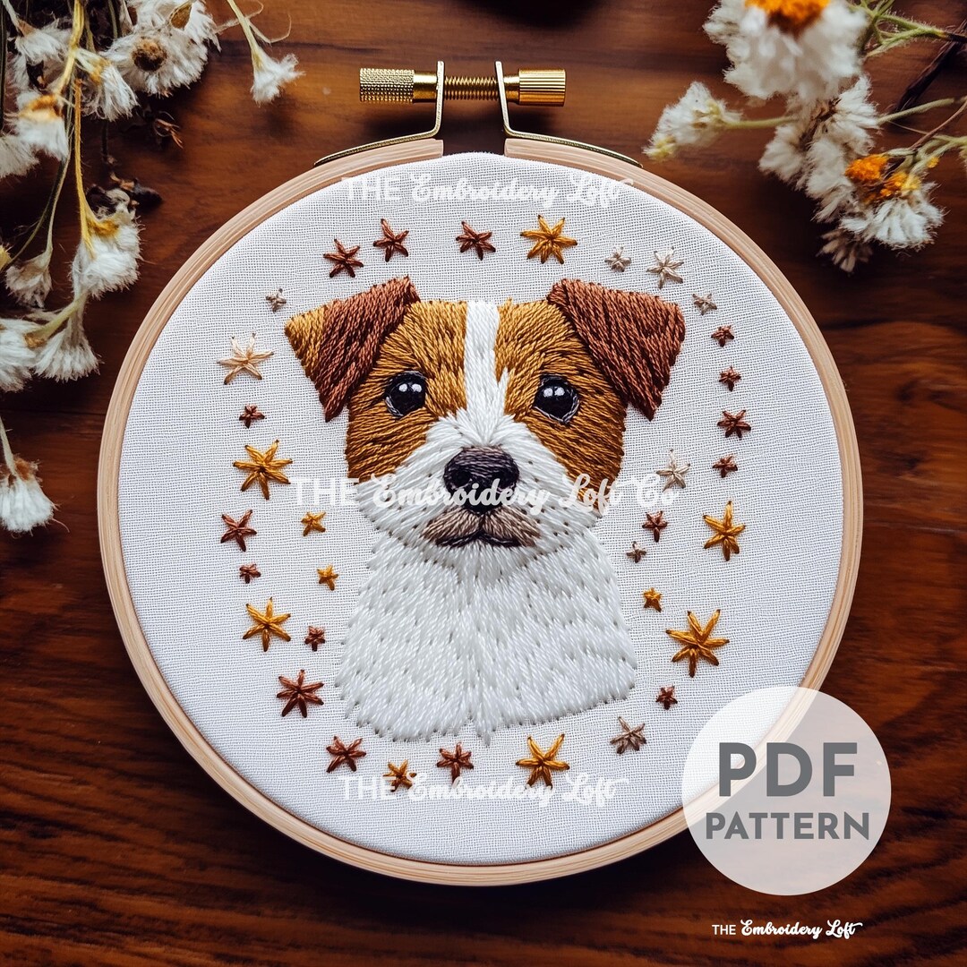 Jack Russell Terrier Hand Embroidery Pattern, Gift for Dog Lovers, Dog ...