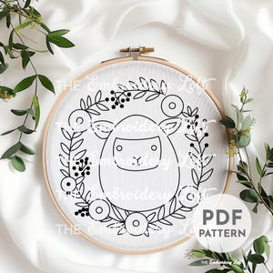 Cute Sheep Hand Embroidery Pattern, Nursery Embroidery, Sheep Pattern ...