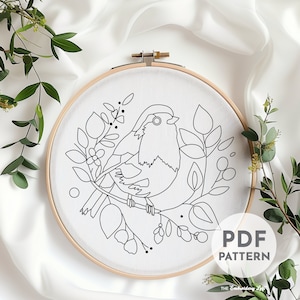 Spring Robin Hand Embroidery Pattern, Robin Pattern, Spring Bird ...